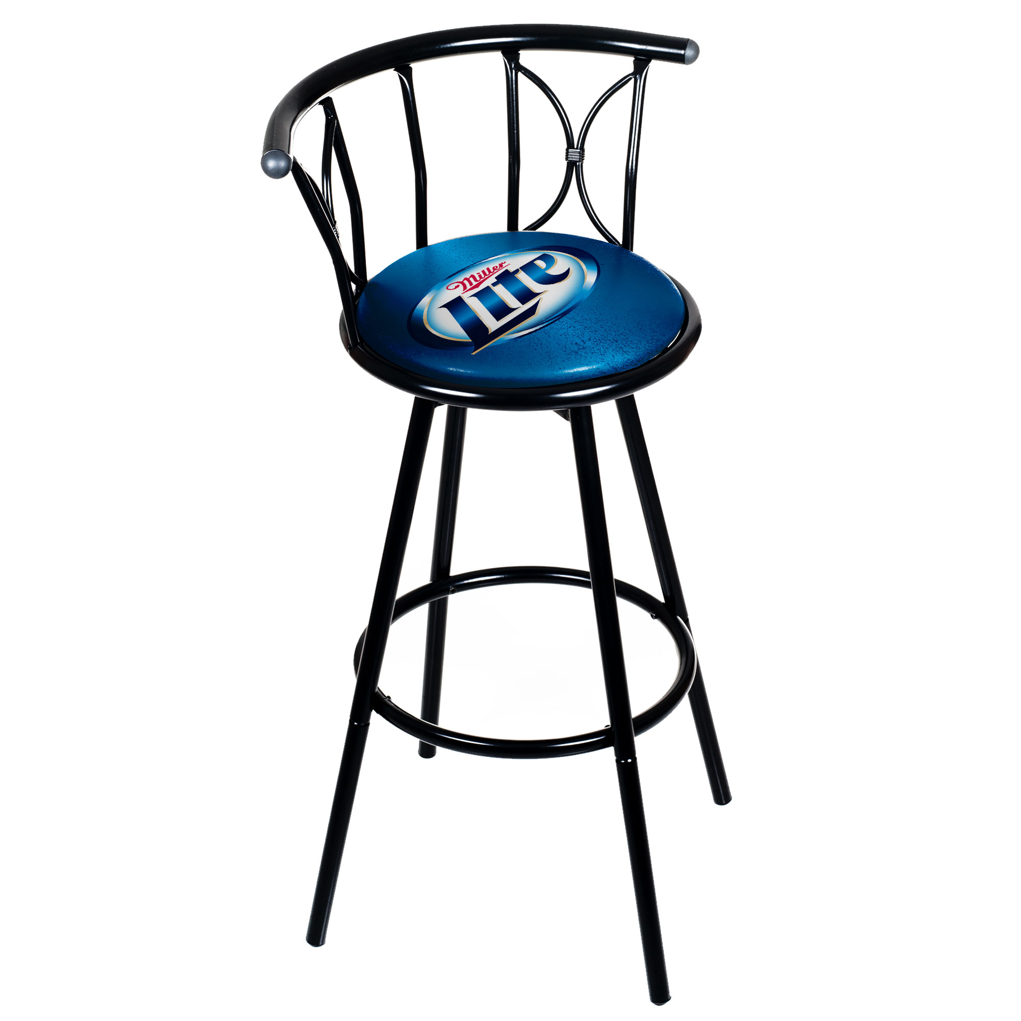 Miller Lite Weatherproof Padded Outdoor Bar Stool - Black - Set of 2