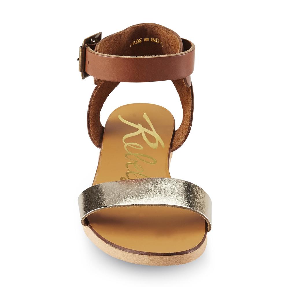 Rebels Women's Melvi Tan/Gold Ankle Strap Sandal