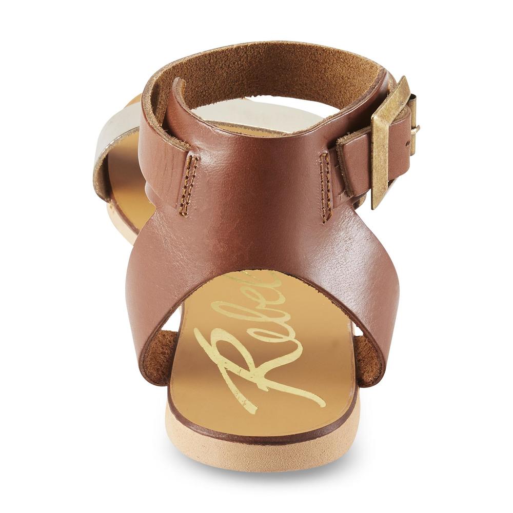 Rebels Women's Melvi Tan/Gold Ankle Strap Sandal