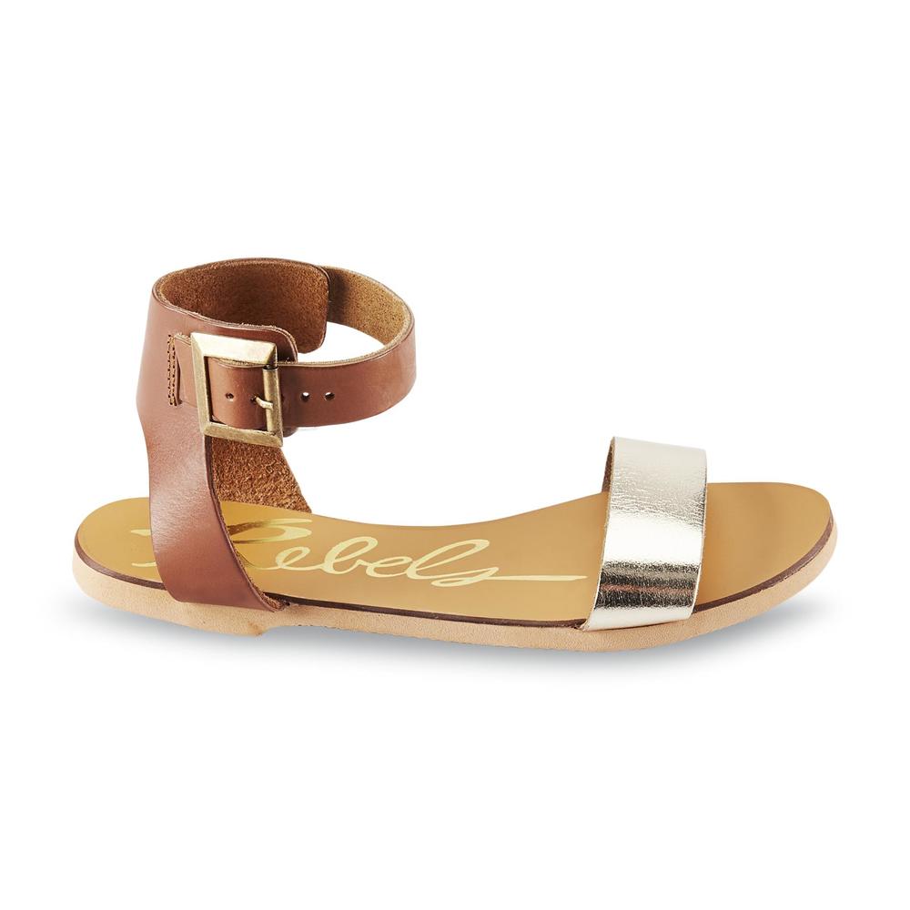 Rebels Women's Melvi Tan/Gold Ankle Strap Sandal