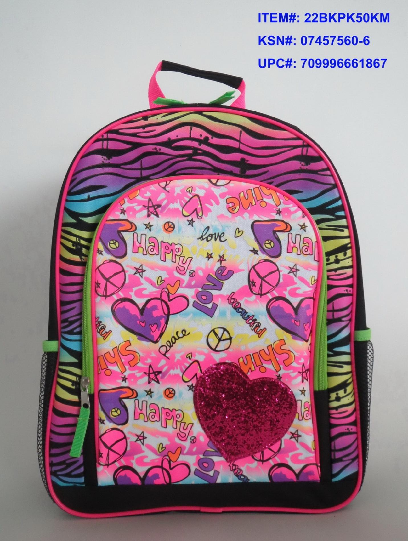 UPC 709996661867 - Girls Backpack with Zebra Multi Heart Design ...