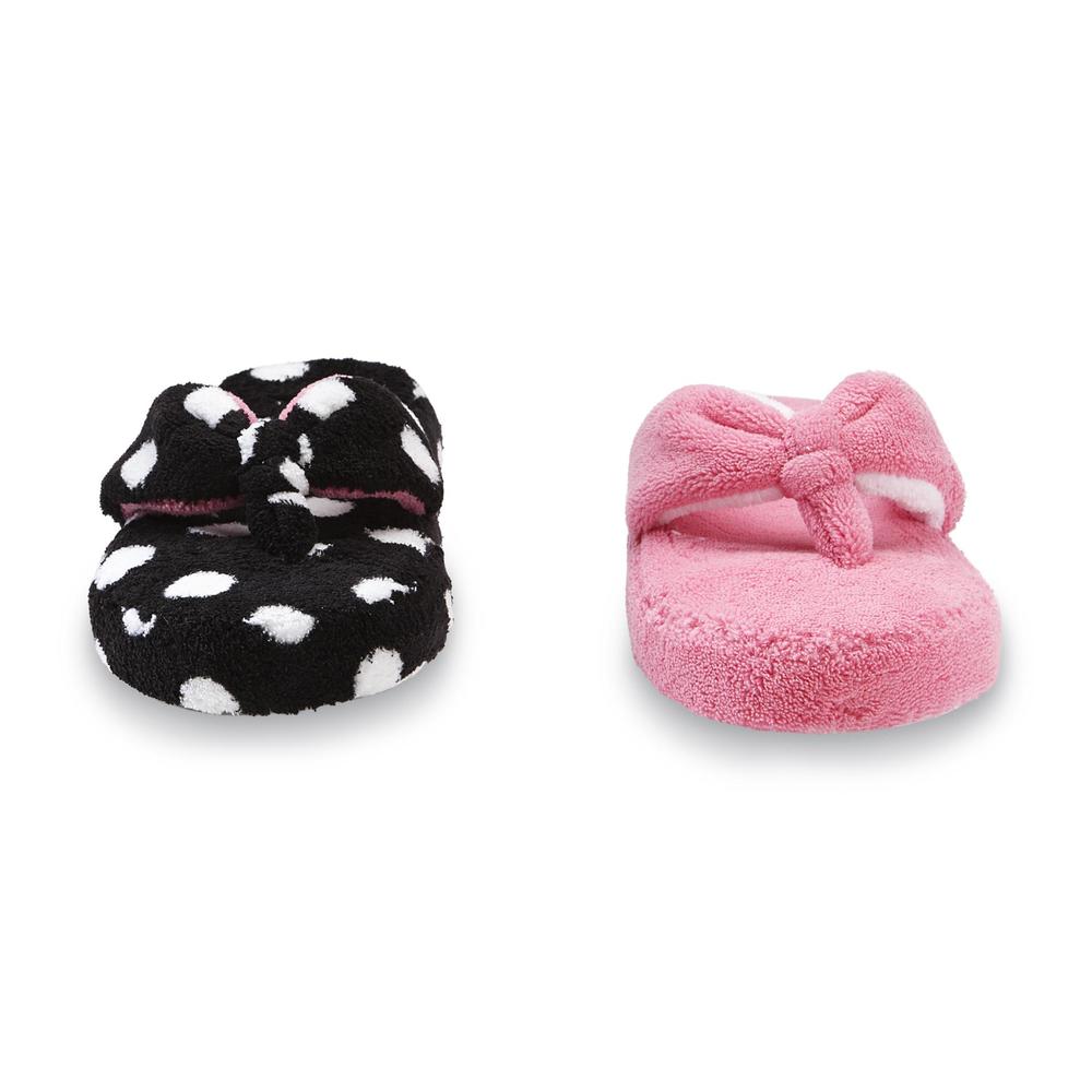 Joe Boxer Women's 2-Pairs Maddy Dots/Pink Thong Slipper