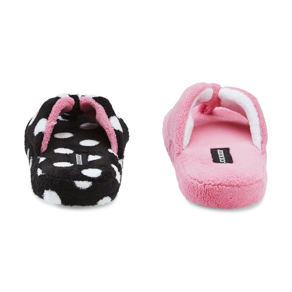 Joe Boxer Women's 2-Pairs Maddy Dots/Pink Thong Slipper