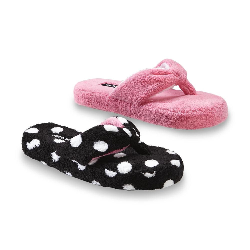 Joe Boxer Women's 2-Pairs Maddy Dots/Pink Thong Slipper