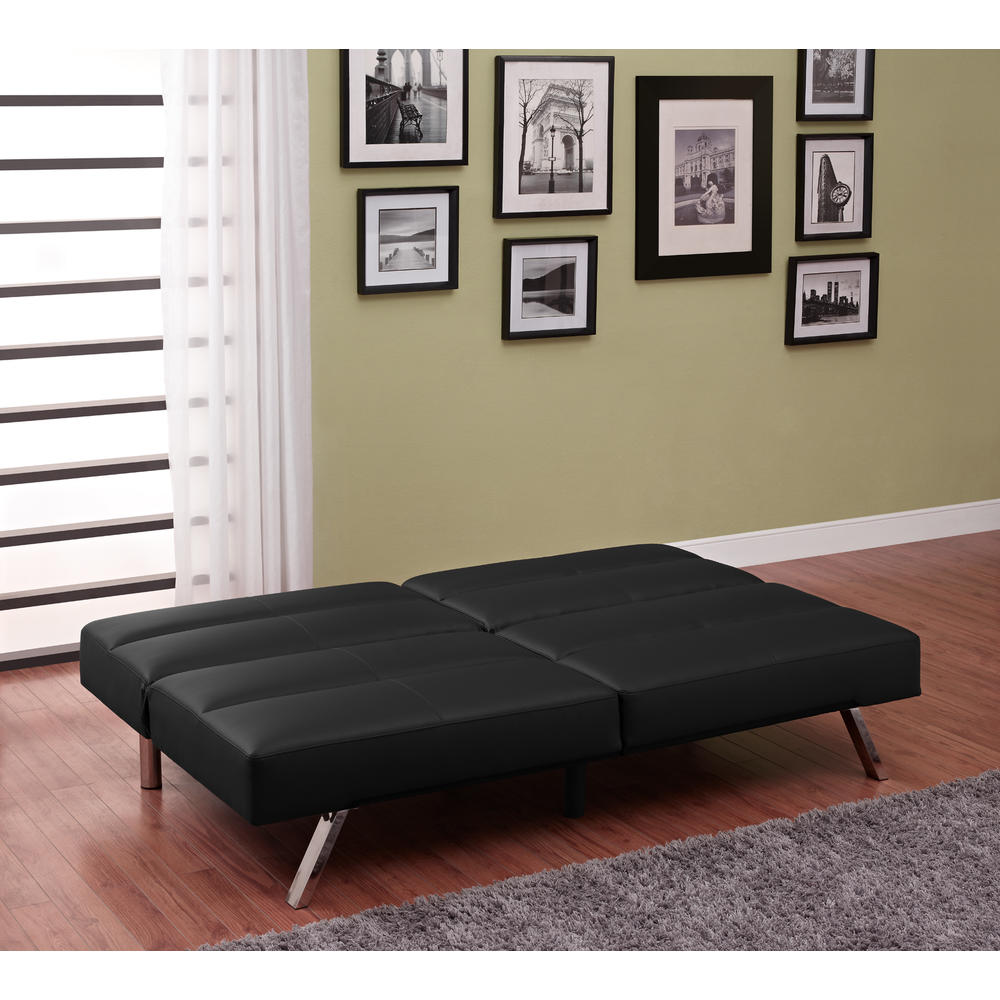 Dorel Home Furnishings Studio Futon, Black Faux Leather