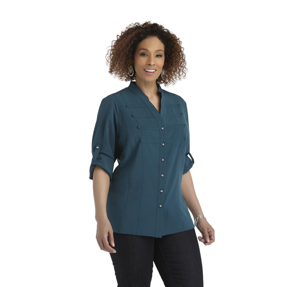 Laura Scott Women's Plus Military Blouse