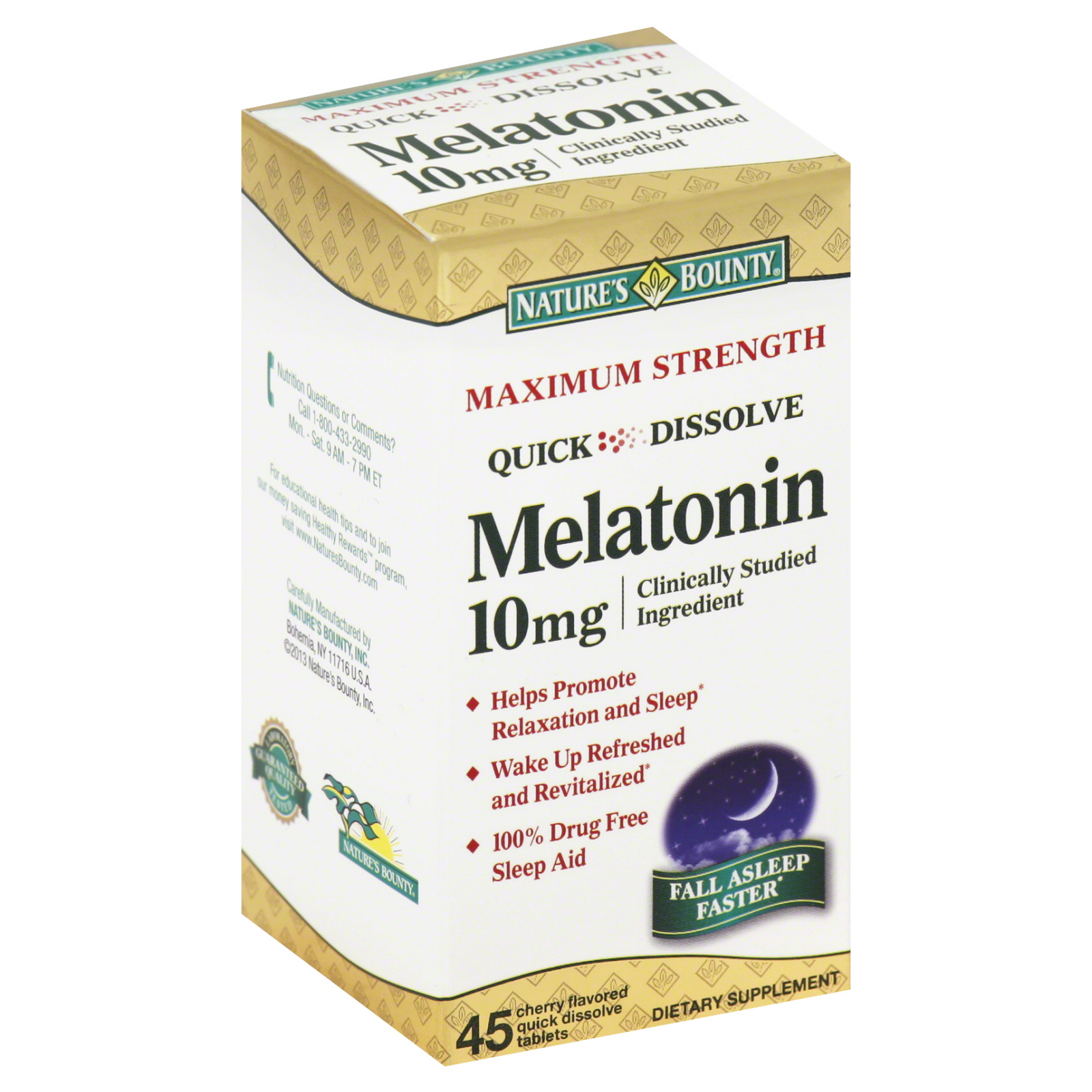 Melatonin, Maximum Strength, Quick Dissolve Tablets, Cherry Flavored,10 ...