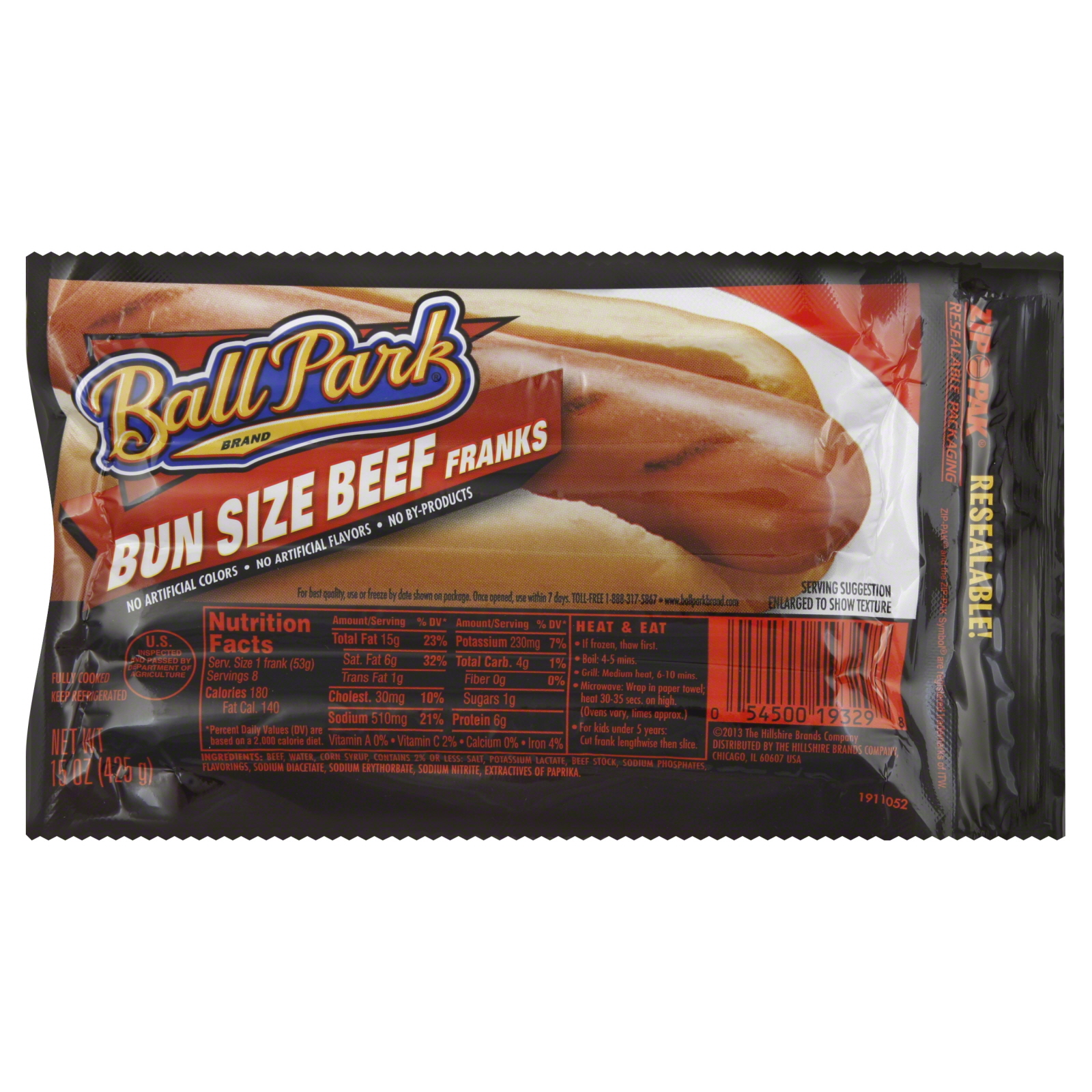 UPC 054500193298 - Ball Park Bun Size Beef Franks - 8ct/15oz ...