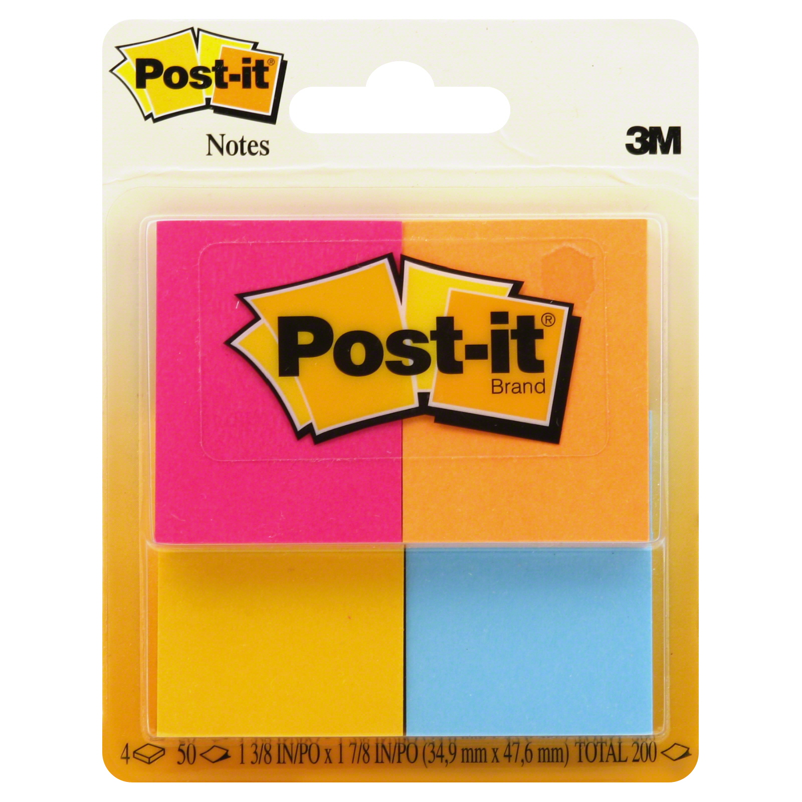 Post-it Notes, 1 3/8 x 1 7/8 Inch, 4 - 50 sheet pads