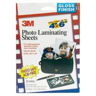 3M 34591611 Photo Laminating Sheets, Gloss Finish, 5 two-sided sheets