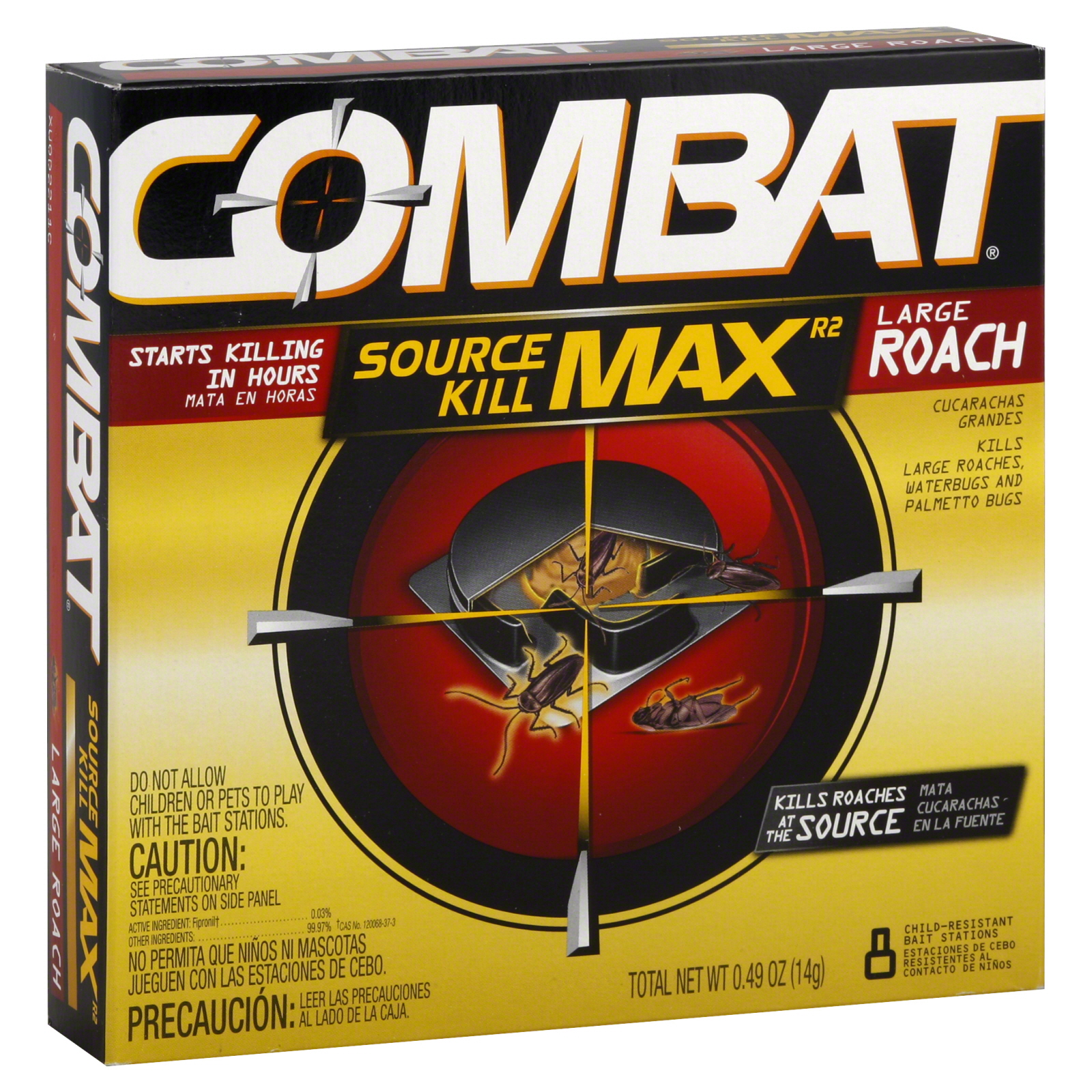 Combat Source Kill Max R2 Bait Stations, Child-Resistant, Large Roach 8 ...