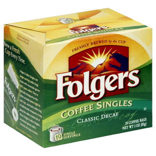 Folgers Coffee Singles, Classic Decaf, 19 coffee bags [3 oz (85 g ...