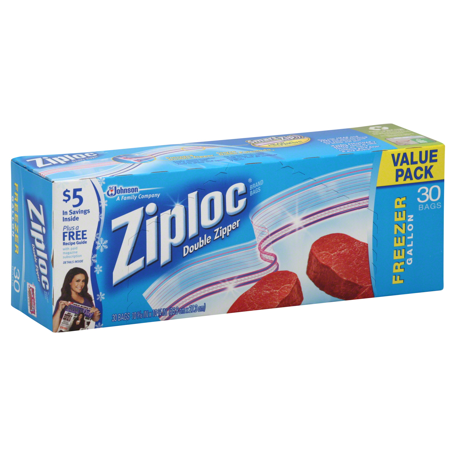 Ziploc Fresh Shield Freezer Bags, Heavy Duty, Double Zipper, Gallon, 30 ...