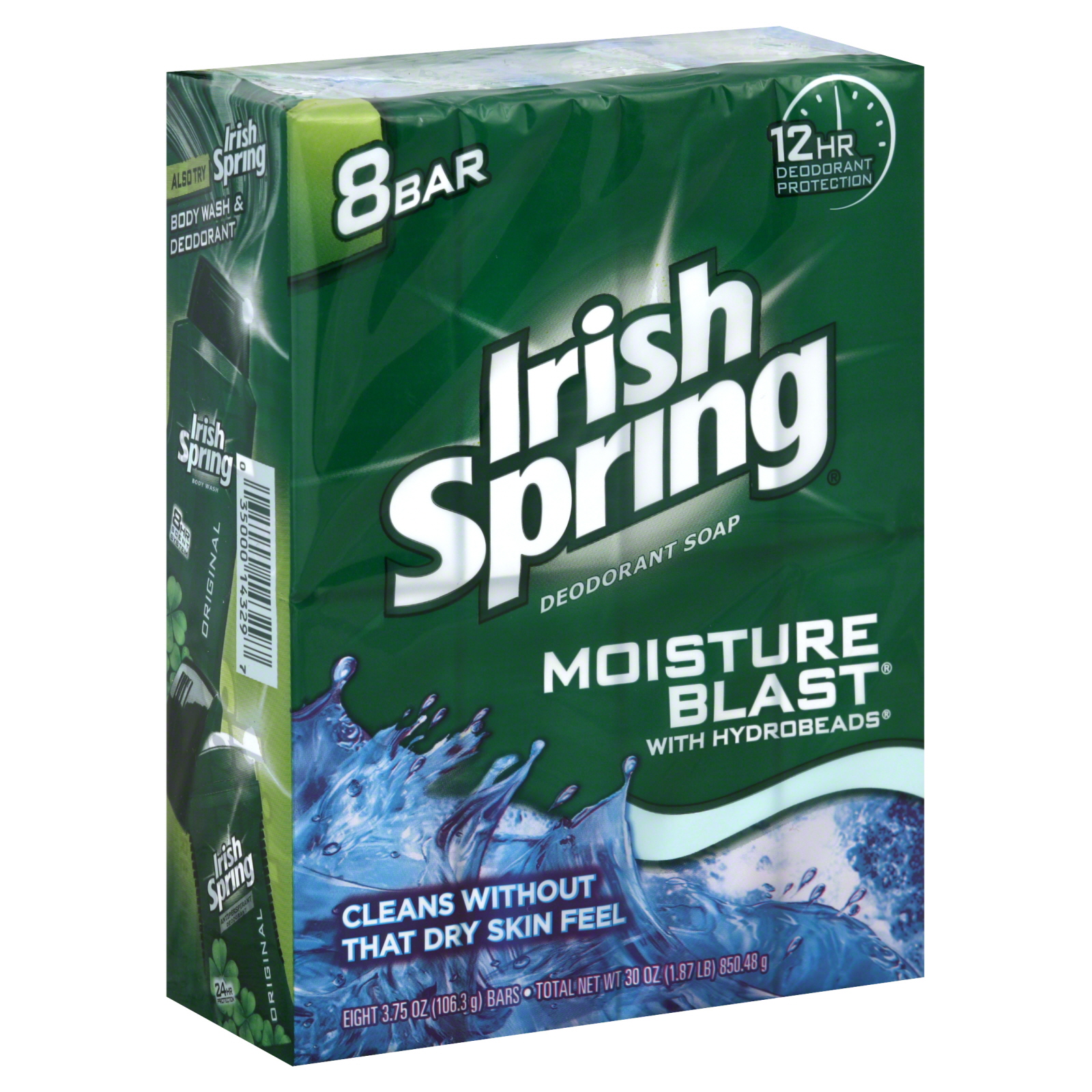Irish Spring Deodorant Soap, Moisture Blast, with HydroBeads, Value ...