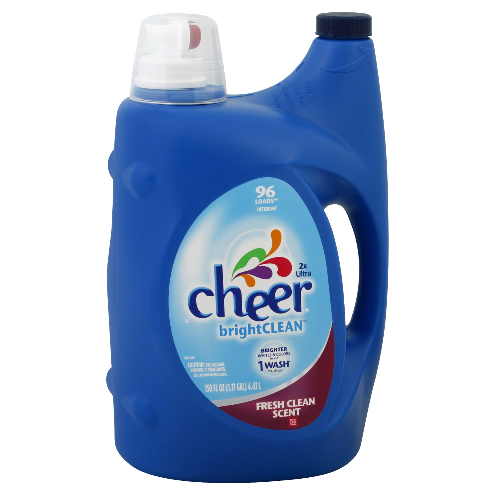 Cheer BrightClean Detergent, 2X Ultra, Fresh Clean Scent, 150 fl oz (1. ...