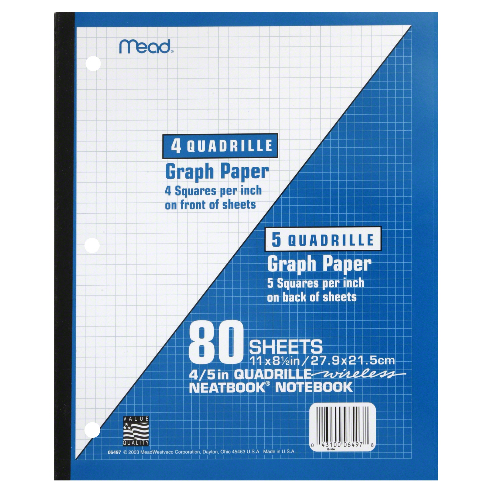 Mead 36213911 Neatbook Wireless Notebook Graph Paper 80 Sheets 1 