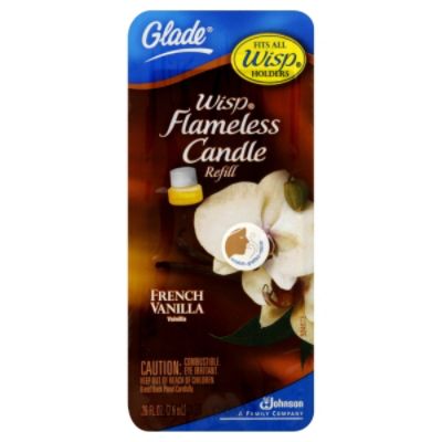 Glade Wisp Flameless Candle Refill, French Vanilla, 0.26 fl oz (7.9 ml)