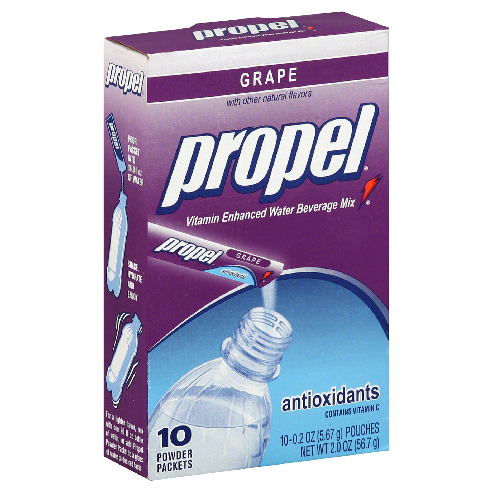 Propel Water Beverage Mix, Vitamin Enhanced, Grape, Powder Packets, 10 ...