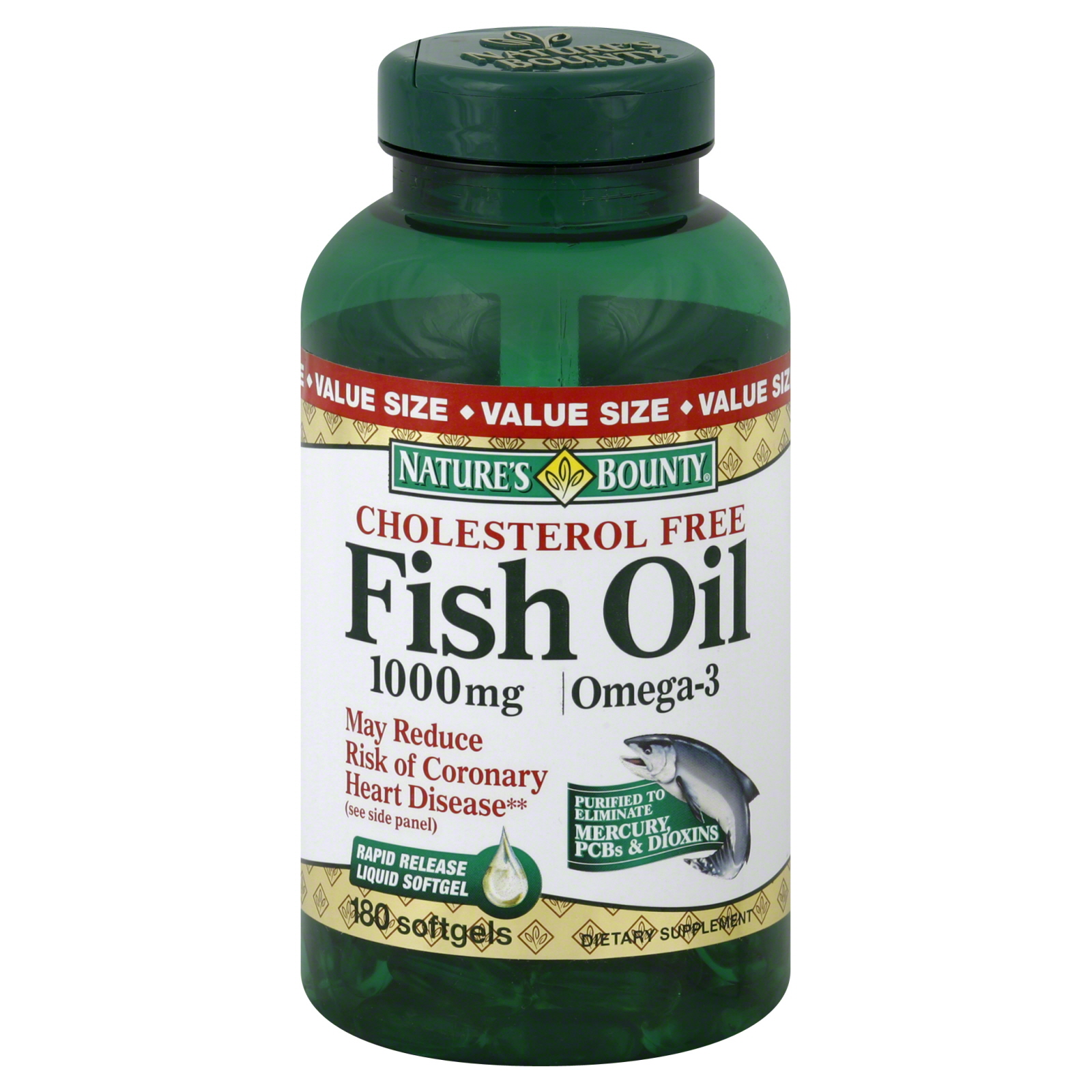 Nature's Bounty Fish Oil, Omega-3 & 6, 1000 mg, Softgels, Value Size ...