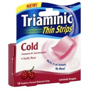 Triaminic Thin Strips Medicated Strips, Cold, Strips, Raspberry ...