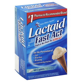Lactaid Fast Act Lactase Enzyme Supplement, Caplets, 60 caplets