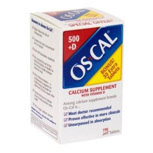 Os-Cal Calcium Supplement with Vitamin D, 500 mg, Tablets, Bonus, 190 ...