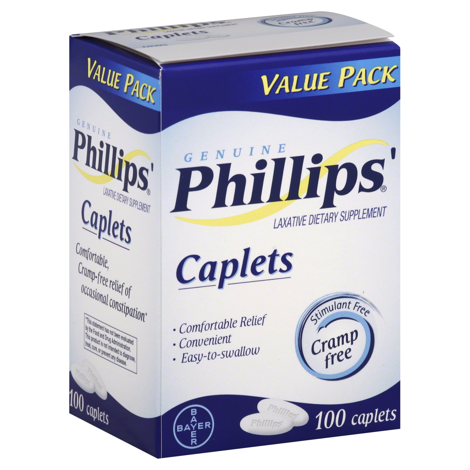 Phillips Laxative, Caplets, Value Pack, 100 caplets