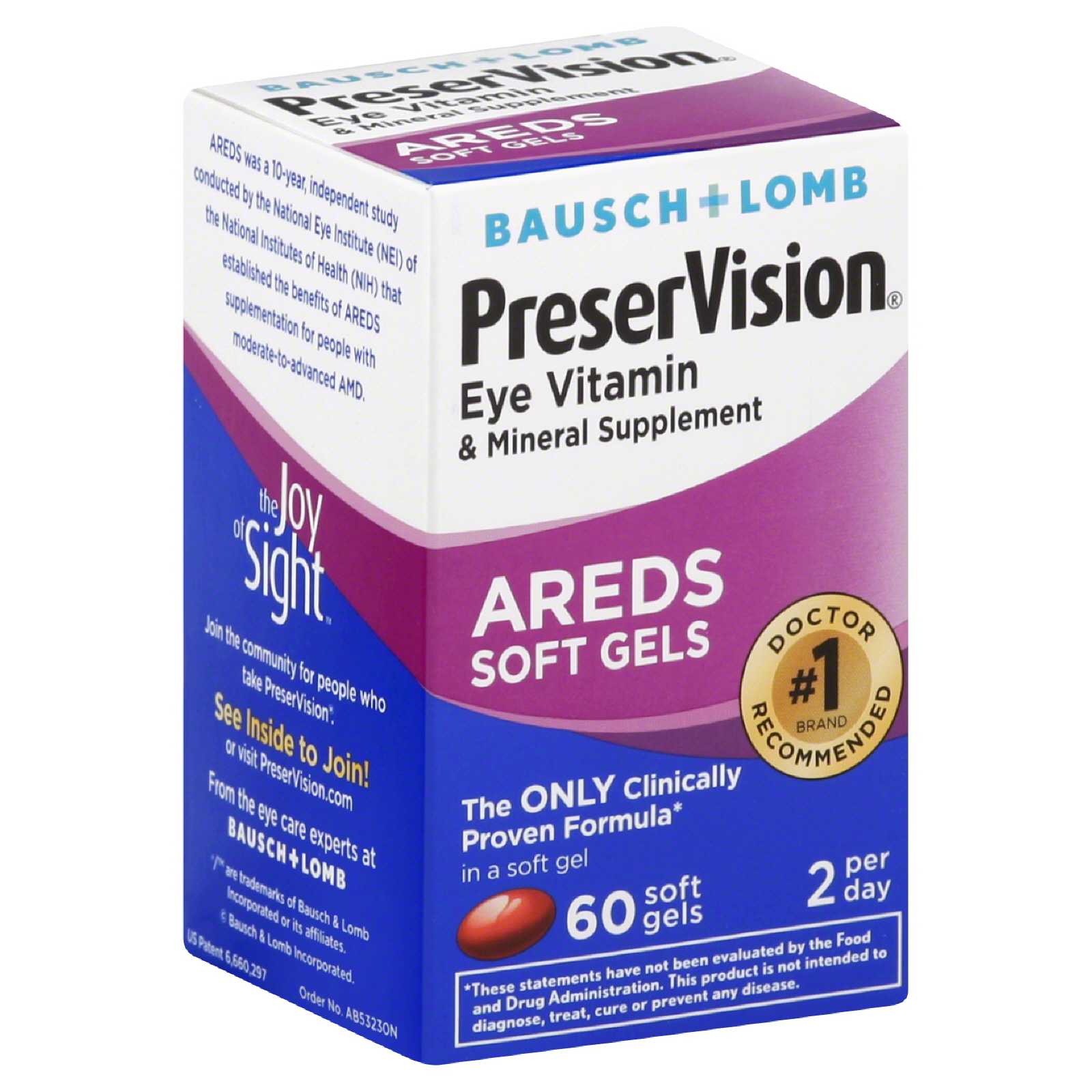 Bausch and lomb preservision areds formula eye vitamins 150 softgels ...
