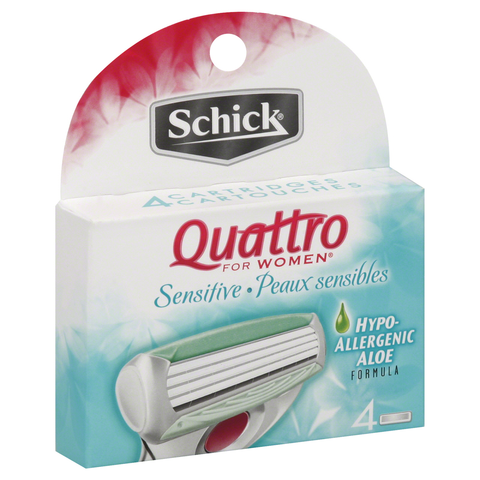 Schick Quattro For Women Cartridges, Sensitive, 4 cartridges