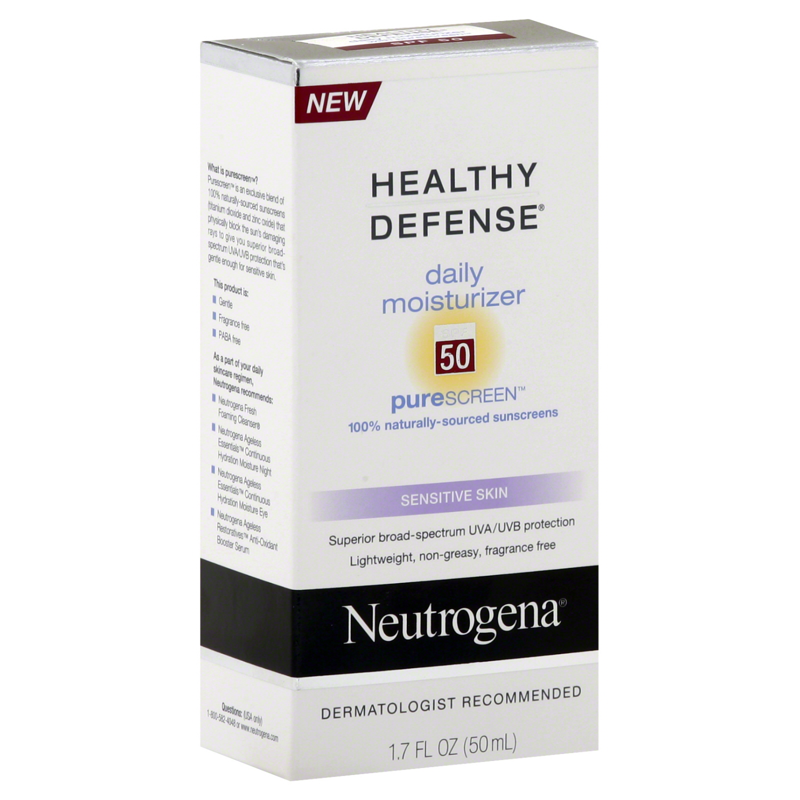 Neutrogena Healthy Defense Moisturizer, Daily, Sensitive Skin, 1.7 fl ...