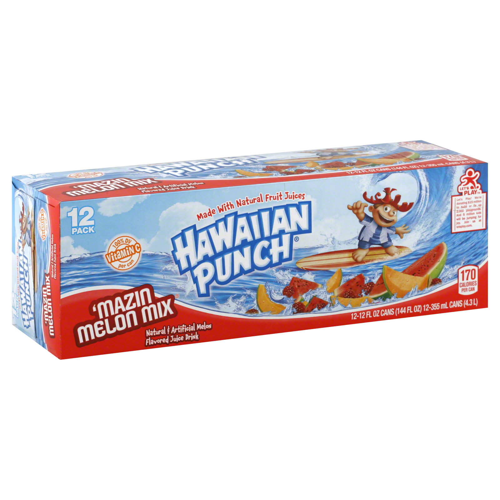 Hawaiian Punch Fruit Punch, 'Mazin Melon Mix, Cool Pack, 12 - 12 fl oz ...