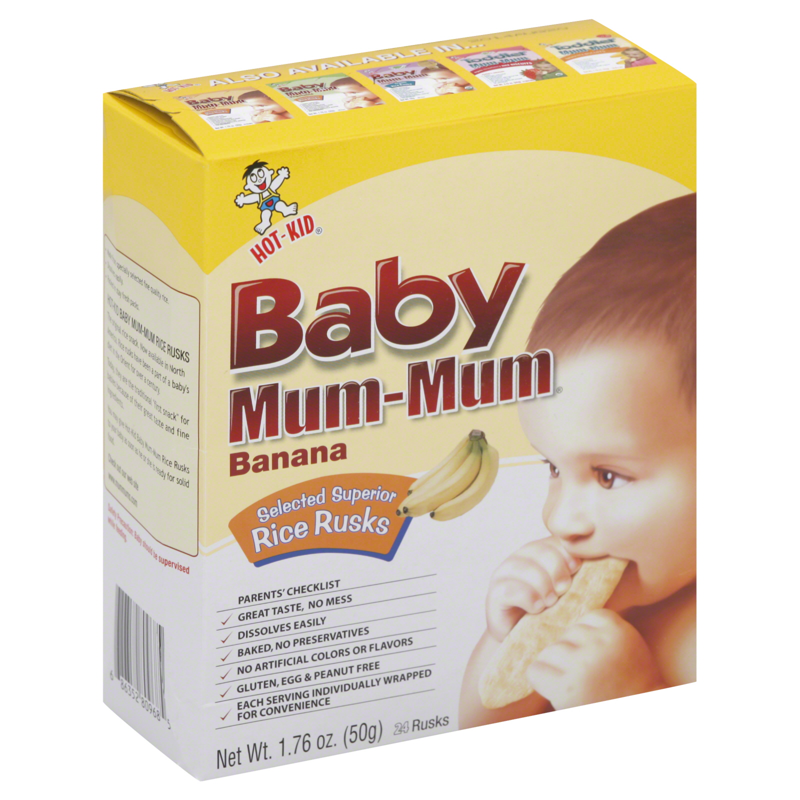 Hot-Kid Baby Mum-Mum Banana Flavored Rice Rusks 24 ct