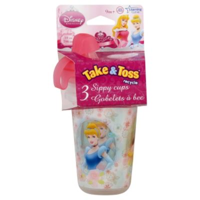 Disney Baby Take & Toss Sippy Cups, Disney Princess, 10 oz, 9M+, 3 cups ...