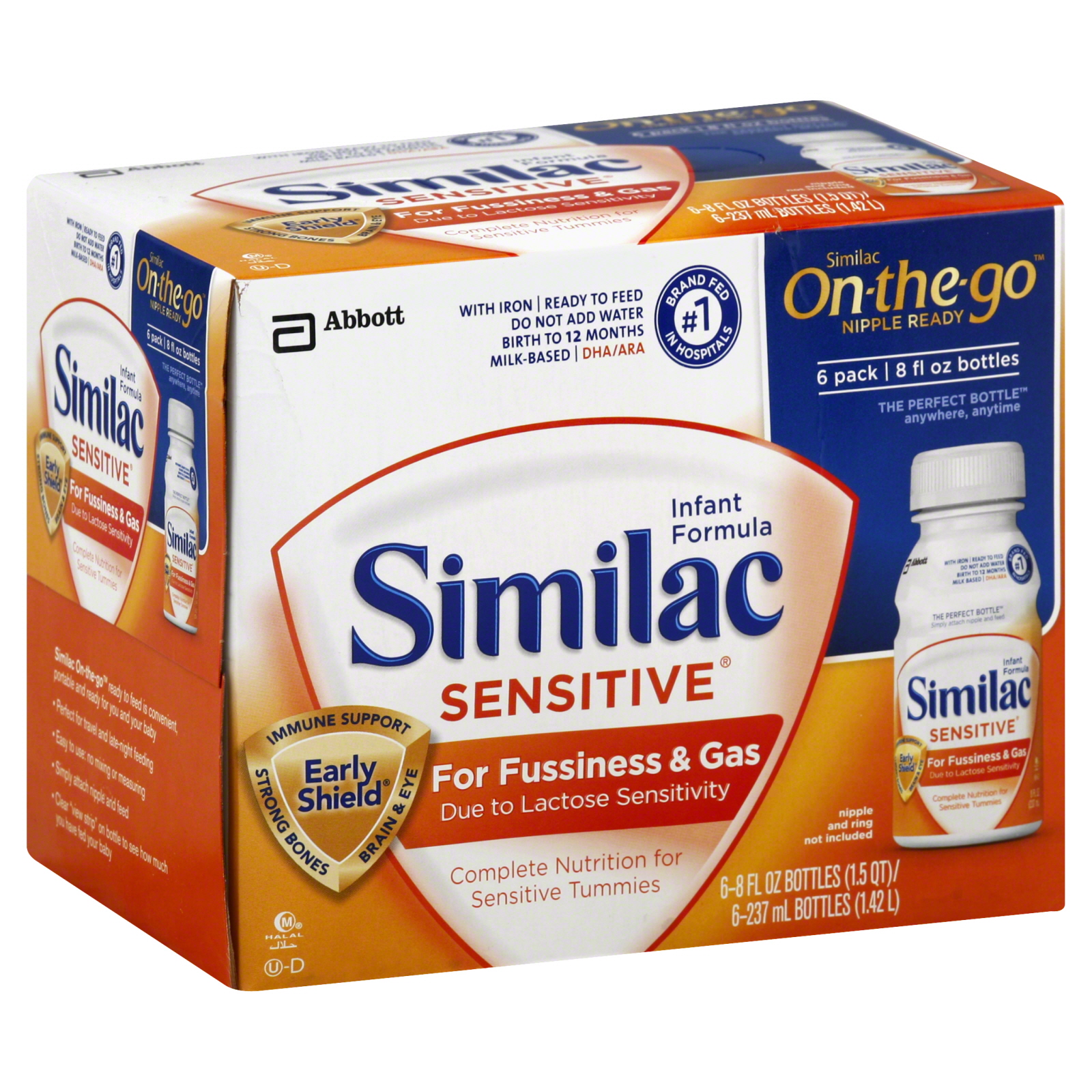 Similac Sensitive On-The-Go Infant Formula, Milk-Based, with Iron ...