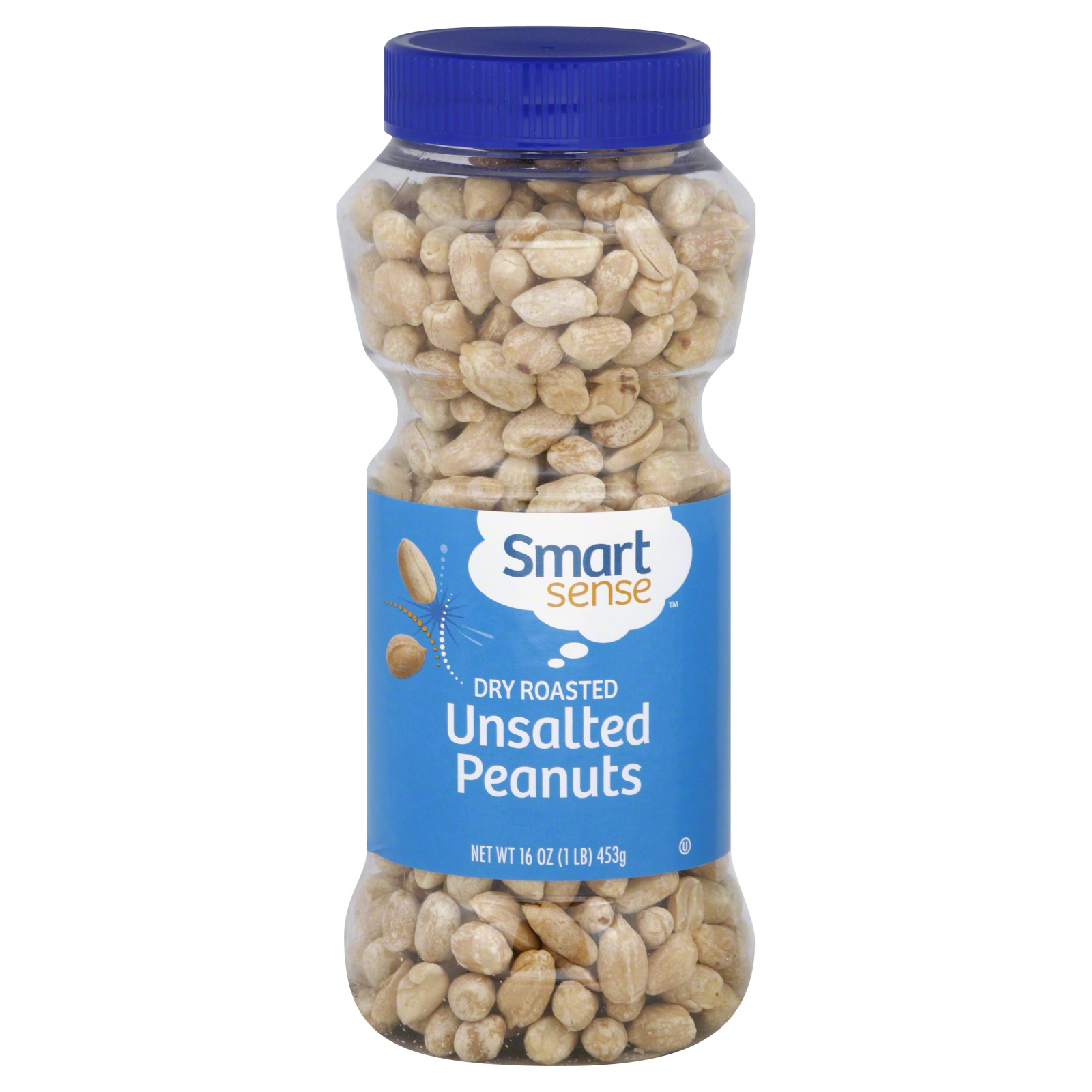 Smart Sense Peanuts, Unsalted, Dry Roasted 16 oz (1 lb) 453 g