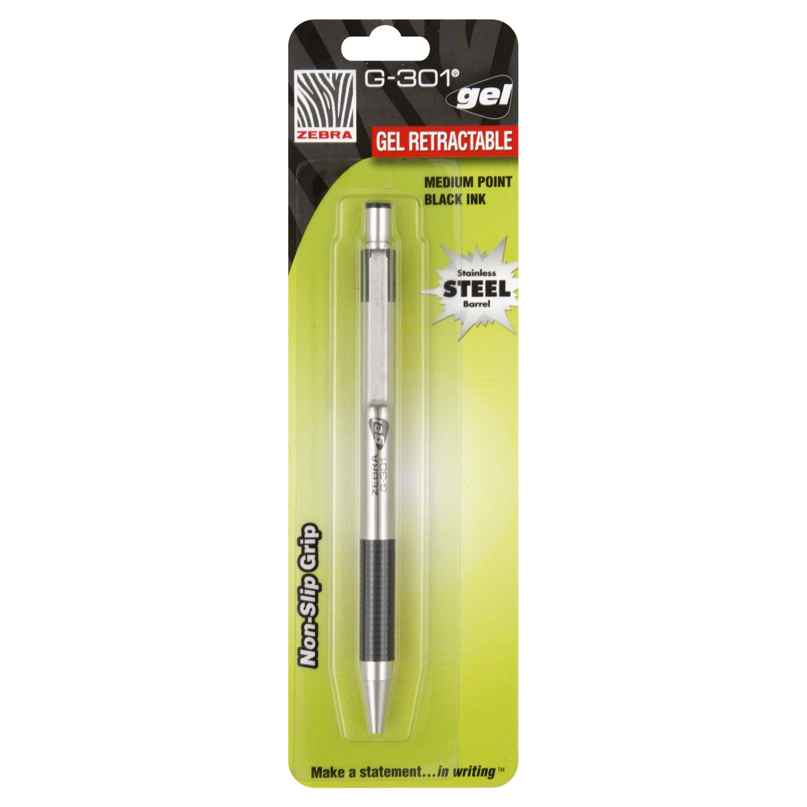 Zebra 41311 G-301 Gel Retractable Pen, 0.7mm, Black, 1 Pack