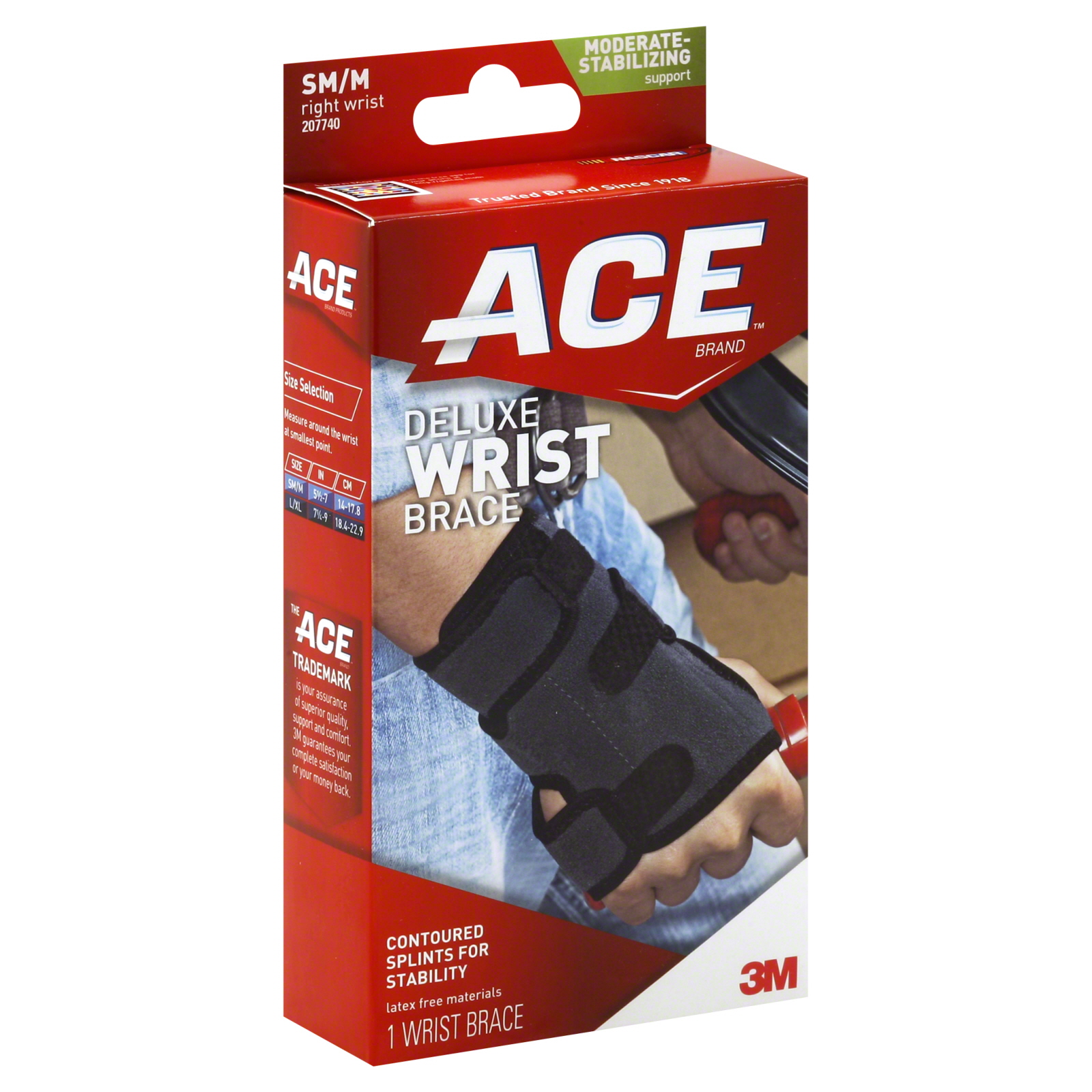 Ace Wrist Br, Deluxe, SM/M, Right Wrist, Moderate-Stabilizing Support, 1 br