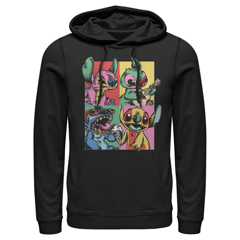 Lilo & Stitch Men's Lilo & Stitch Retro Panel Pull Over Hoodie Lilo & Stitch Men's Lilo & Stitch Retro Panel Pull Over Hoodie