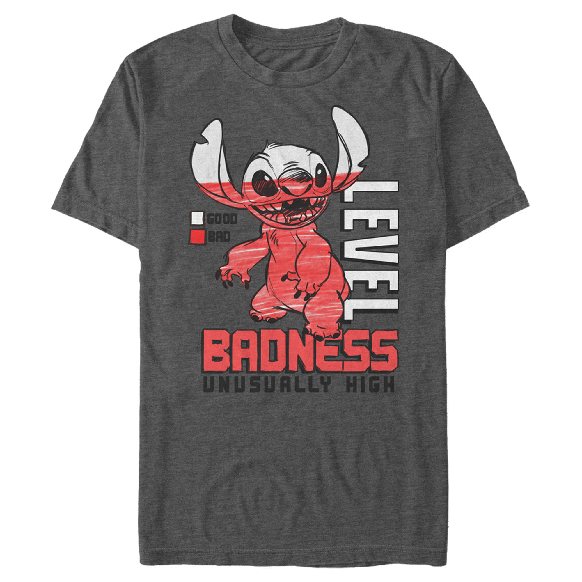 Men's Lilo & Stitch Badness Level Unusually High Graphic Tee