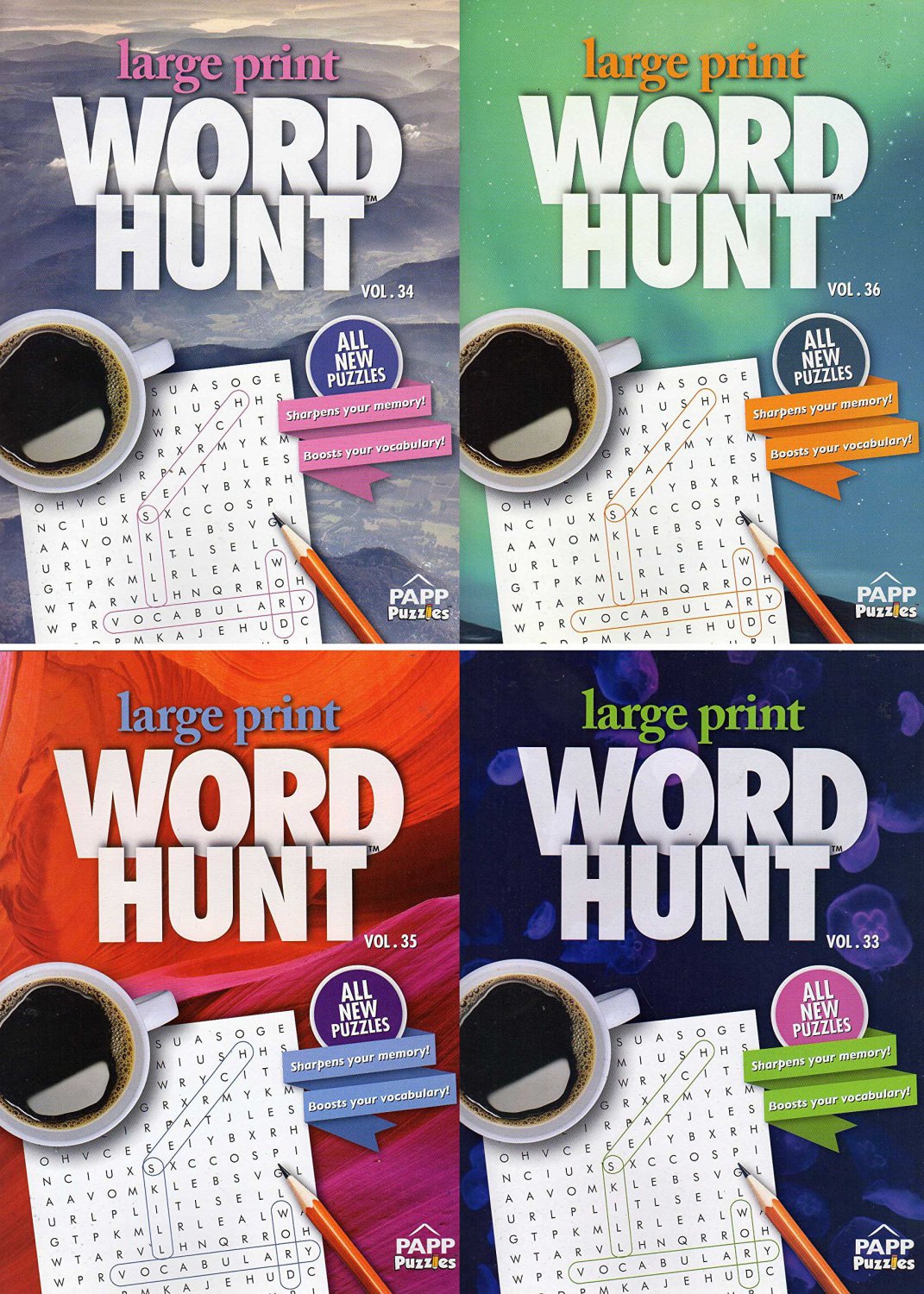 Paperback Large Print Word Hunt - All New Puzzles Books - 2017 Vol. 33 ...