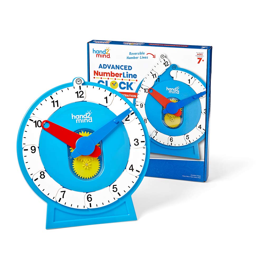 hand2mind Advanced Magnetic NumberLine clock, Large Demonstration clock for Kids Learning to ...