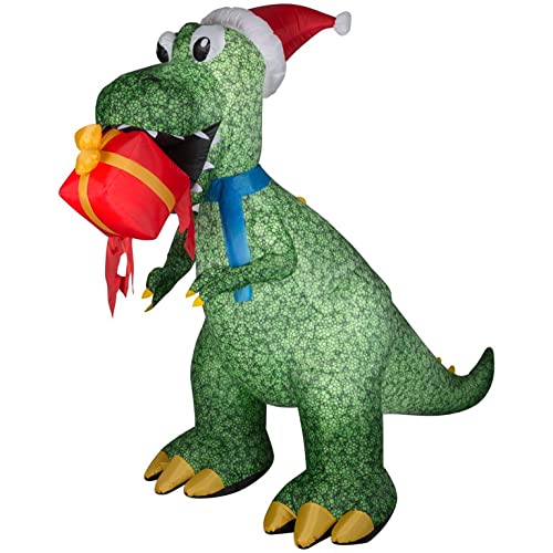 gemmy Inflatable giant T-Rex with Present christmas Holiday Season ...