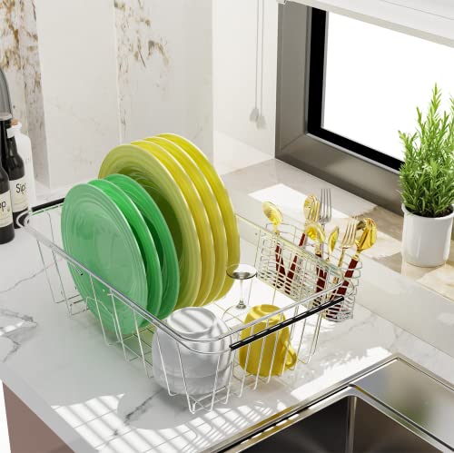 SwetLao Small Dish Drainer Rack in Sink Adjustable, 304 Stainless Steel ...