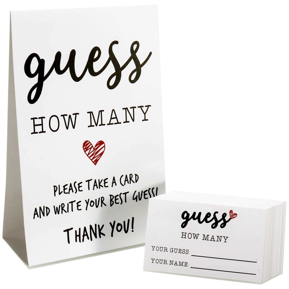 Eilcoly guess How Many game cards & Sign for Bridal Shower Baby Shower ...