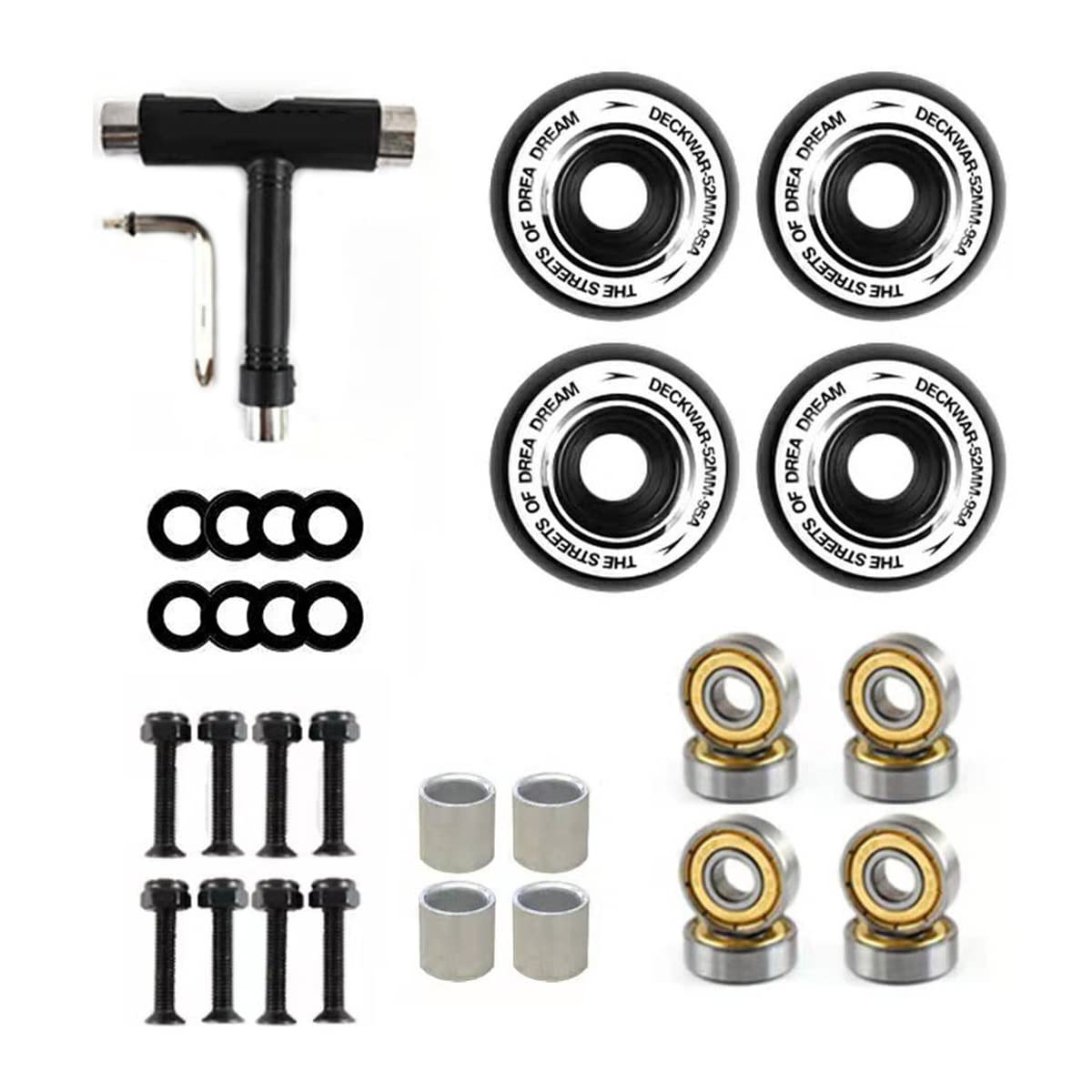 Antianxia Skateboard wheel52mm95A Skateboard Bearing ABEc-11 + L-Type ...