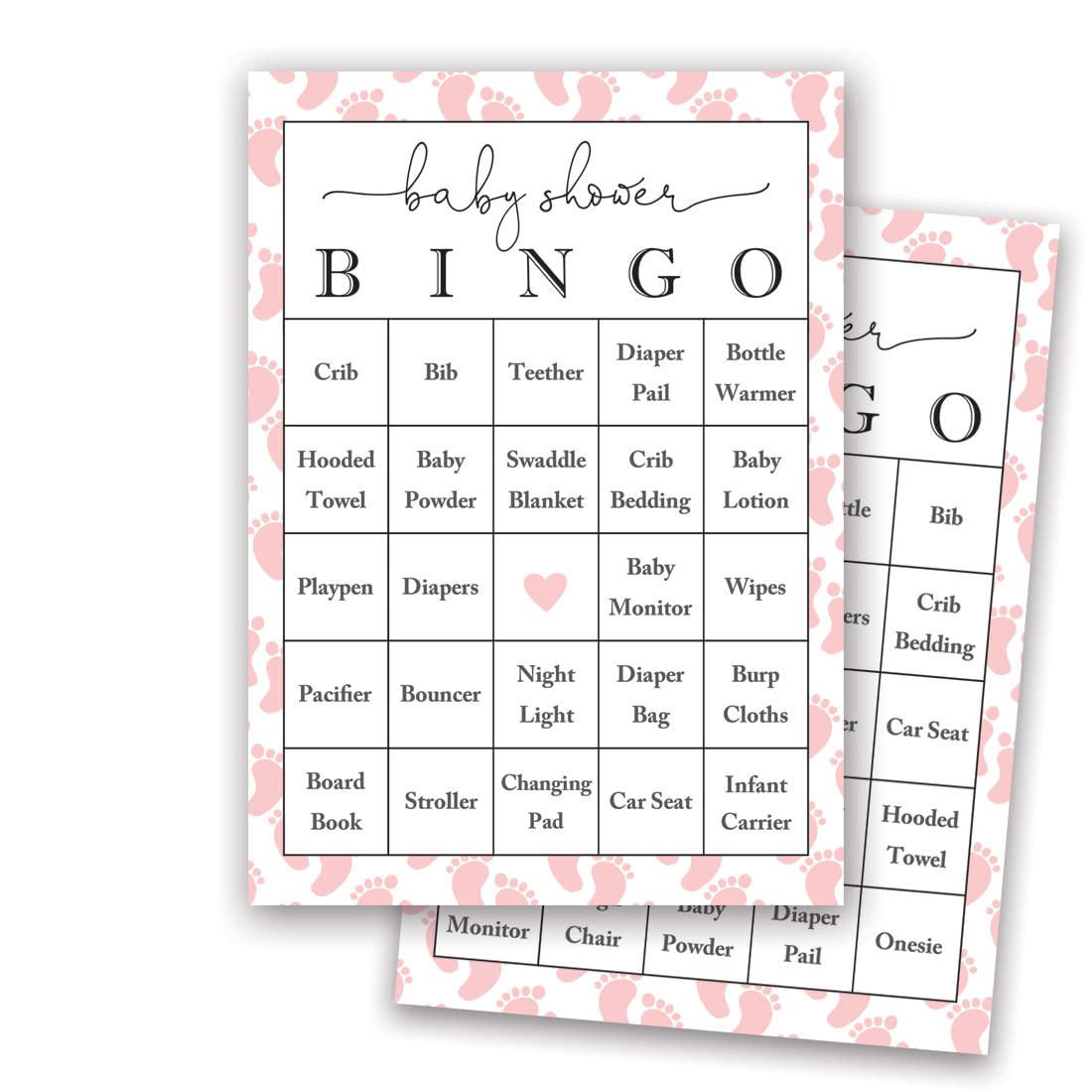 invitationhouse Pink Baby Feet Baby Shower Bingo cards - Prefilled ...