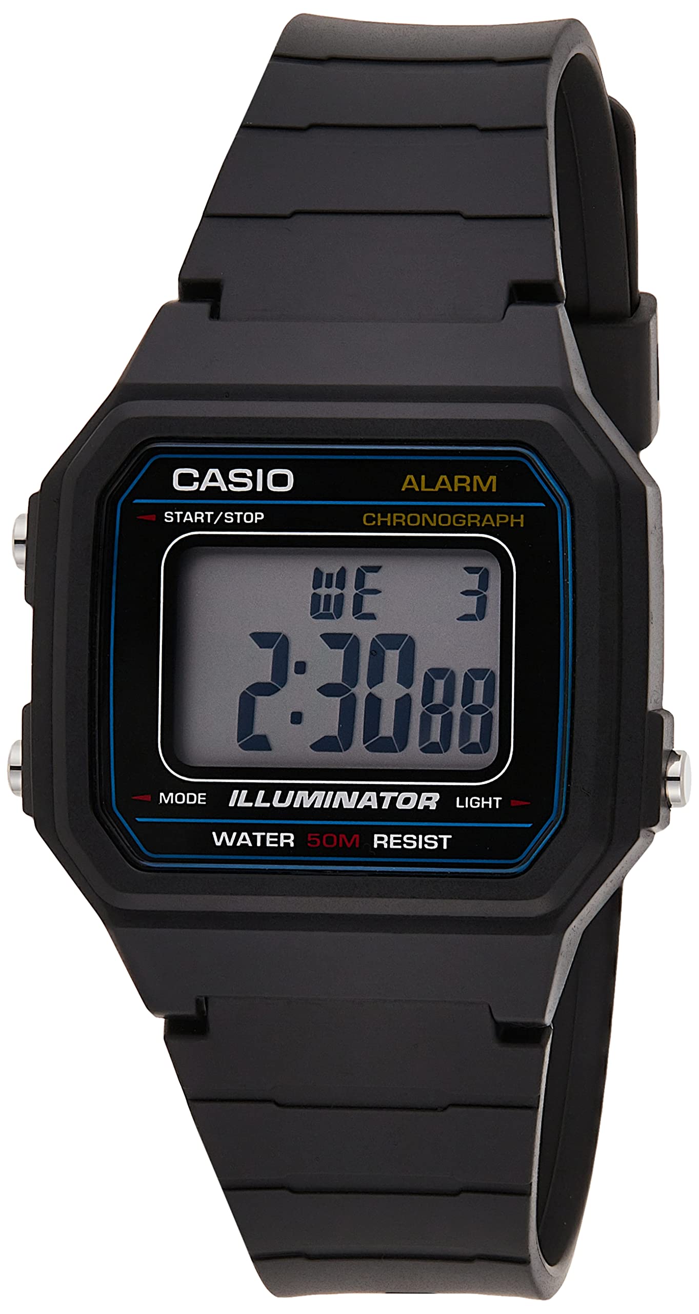 casio W-217H-1A Kids Mens Watch Digital Stopwatch Alarm WR W-217 ...