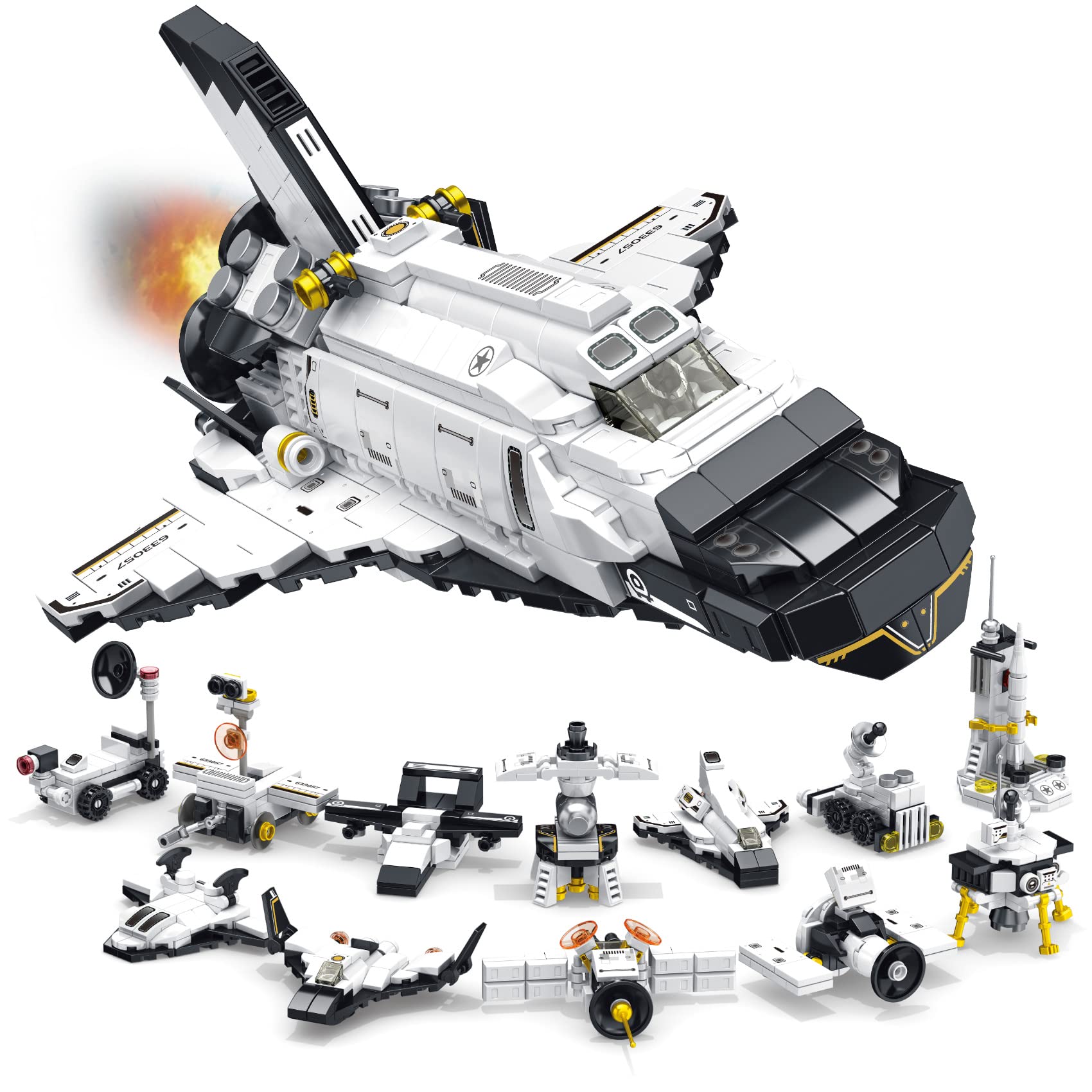 PREPOP Space Shuttle Building Toys For Kids - 25 In 1 Airplane Set For ...