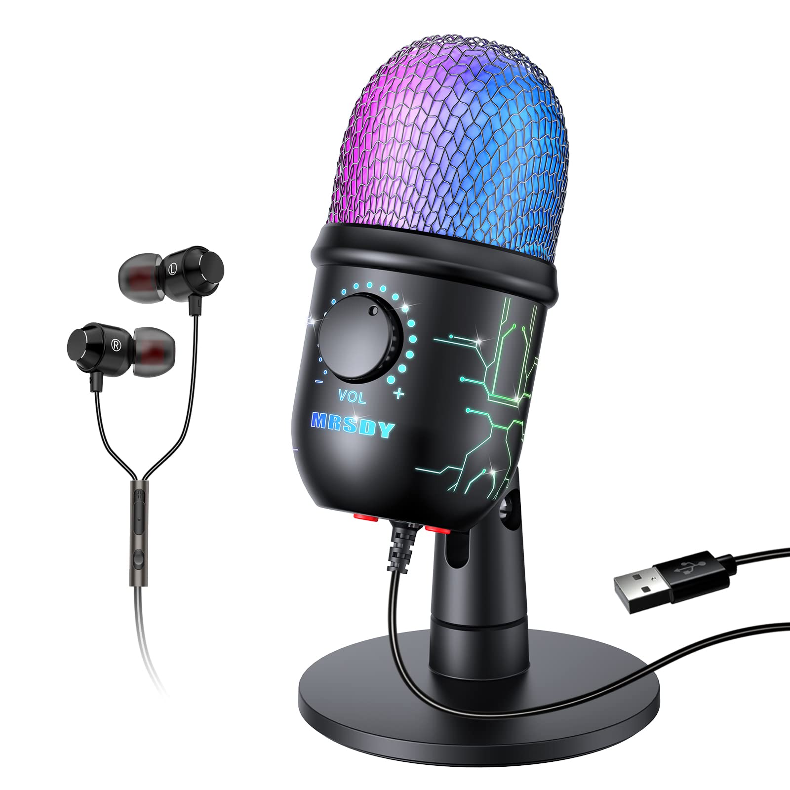 Mrsdy Gaming Microphone, Usb Computer Microphone For Pc, Mac, Ps45 ...