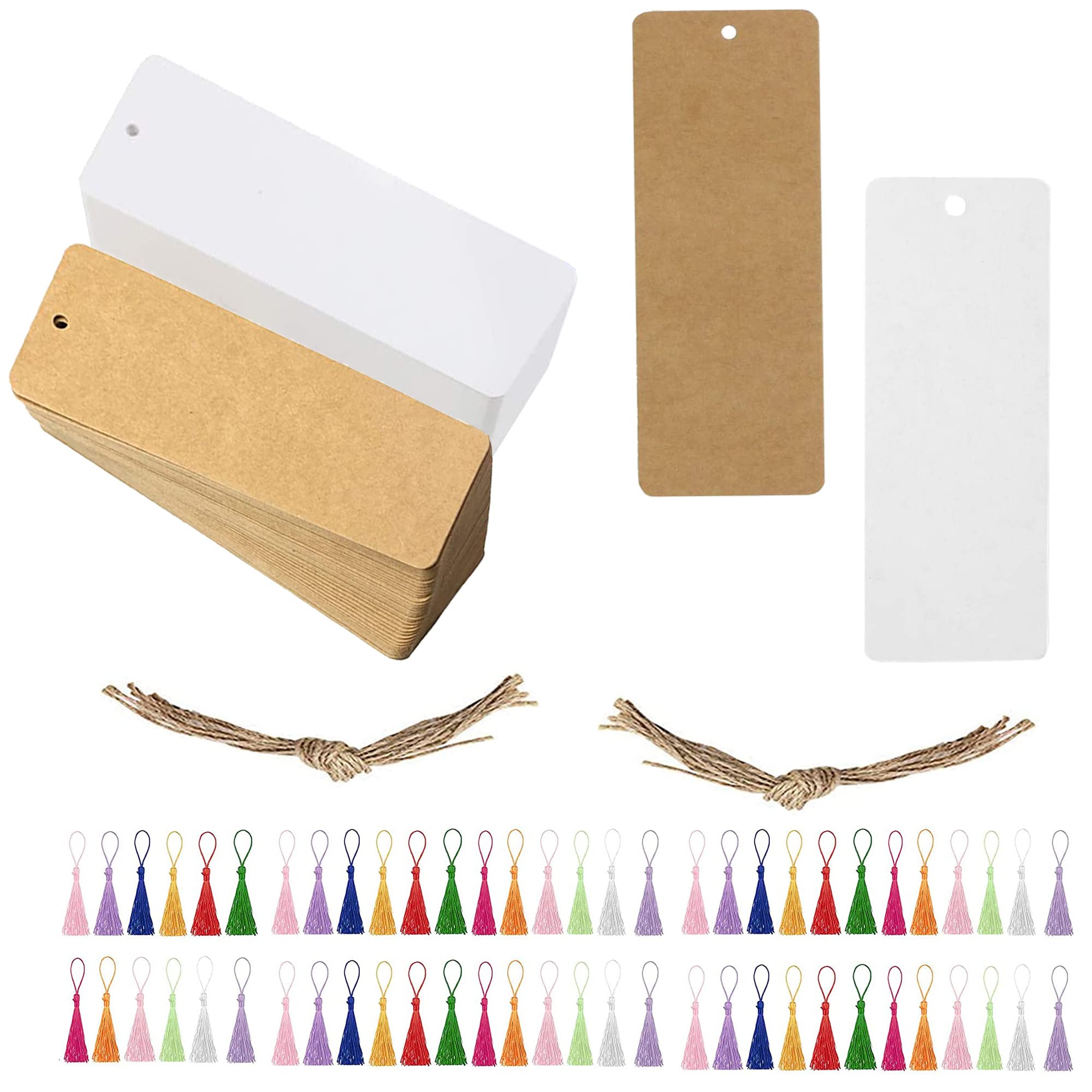 BetterJonny 240 Pieces Kraft Paper Blank Bookmarks Set, Betterjonny 120 ...